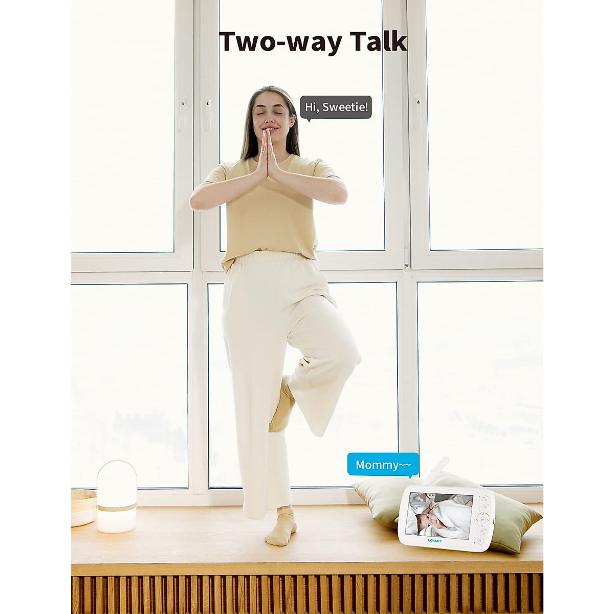 LONNKY Baby Monitor with Camera and Audio, 5" Color Display with 1080P Pan 355°/Tilt 65° Camera, 2-Way Audio, 16ft Night Vision, Temperature & Sound Alarm, Up to 1000ft Range, Support Playback