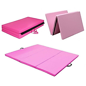 Kids Expandable Kip Bar with Tumble Mat Professional Horizontal Gymnastics Asymmetric Bar 4x6 FT Mat Jungle Gym Height Adjustable 3 to 5 FT Pink