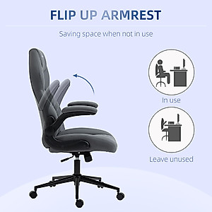 Vinsetto Gaming Chair with Flip Up Arm, High Back Desk Computer Chair, Gamer Chair with Adjustable Height and Swivel Wheel, Dark Gray