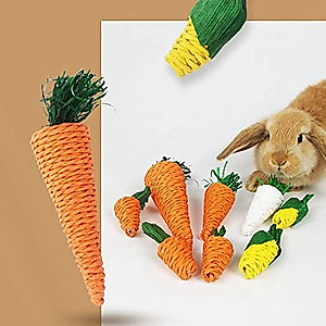Hamster Chew Toys Rabbit Bite Grind Teeth Toys Corn Carrot Woven Balls Small Animal Chew Toys for Rabbit, Bunny, Guinea Pig(G)