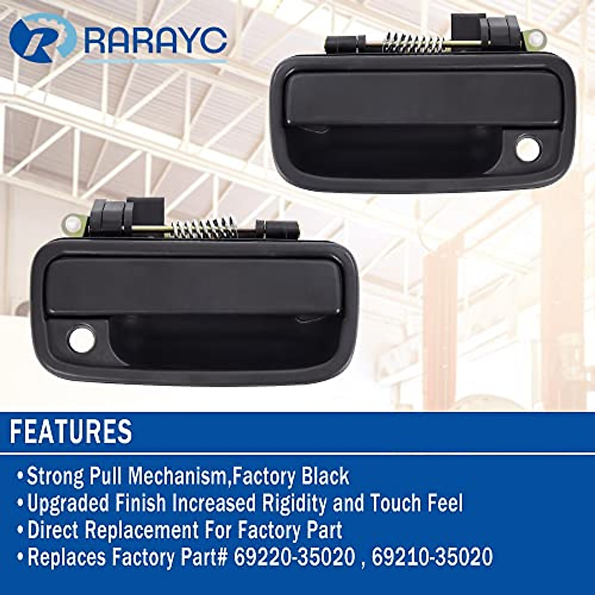 RARAYC Exterior Door Handle Replacement for Toyota Tacoma 1995-2004 Replaces# 69220-35020, 69210-35020 Outside Front Driver & Passenger Side with Key Hole