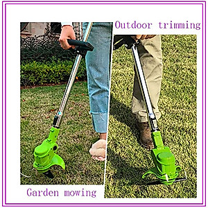 Cordless Grass Brush Cutter,String Trimmer,Weed Eater with 3 Kinds Blade Head Lightweight 12V,4.0ah Lithium Battery Powered and Charger,Cutting Diameter 15cm