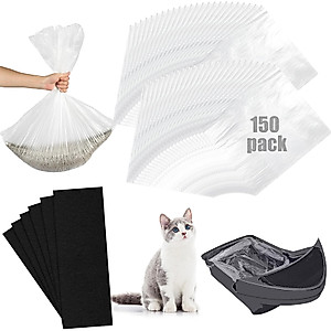 PerKoop Large Capacity Cat Litter Box Bags, 150 Count, Activated Carbon Filter, Compatible with Litter-Robot 3