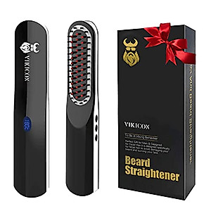 Beard Straightener, Beard Straightening Comb with Cordless/Mini Sized/Auto Shut Off for Traveling, Home, Dating