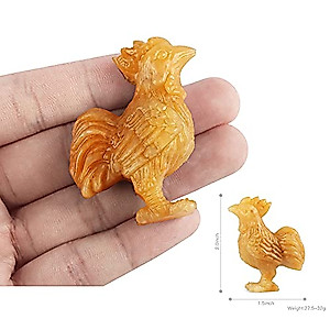 SMQ 2.0" Yellow Jade Crystal Rooster Statue Kitchen Decor Crystals and Healing Stones Hand-Carved Gemstone Animal Carving Collectibles for Home Office Garden(Gift Box)
