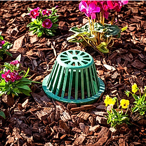 Premium USA Made 4" Inch Black Outdoor Round Atrium Drain Grate Cover - Fits All 4" Inch Sewer & Drain Pipe/Fittings, Also Fits Triple Wall Pipe & Corrugated Landscape Pipe 4" (Black)