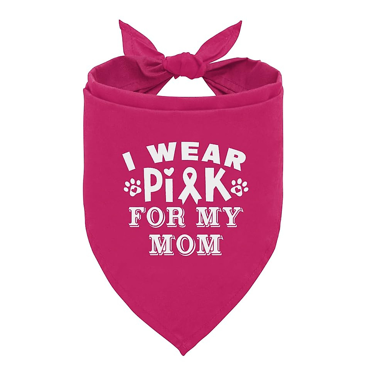 Deep Pink Dog Bandana, I Wear Pink for My Mom Cancer Ribbon Breast Cancer Dog Bandana, Pet Dog Triangle Scarf, Pet Dog Scarf Accessories, Dog Bandana for Small Medium Large Dogs (D47)