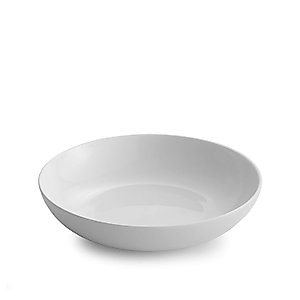 nambe Skye Collection Ceramic Soup Pasta Bowl, Large White Bowl, for Noodles, Pho, Ramen, 9 inch wide, shallow Plate, Microwave Safe and Dishwasher Safe