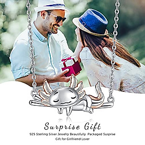 Axolotl Necklace for Women Cute 925 Sterling Silver Axolotl Necklace Gifts Animal Pendant Mexican Axolotls Jewelry Gift