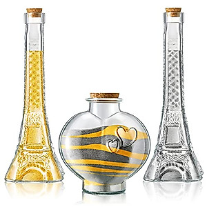 Eaasty Unity Sand Set for Weddings Sand Ceremony Kit Clear Tower and Heart Shaped Vase with Lid Glass Decorative Jars with Sand for Wedding Engagement Ceremony Party Decor
