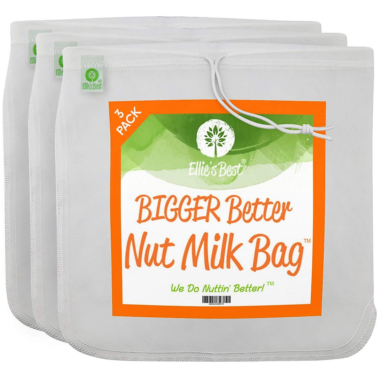 Pro Quality Nut Milk Bag - 3 XL12"X12" Bags - Commercial Grade Reusable All Purpose Food Strainer - Food Grade BPA-Free - Ultra Strong Fine Nylon Mesh - Almond Milk, Juices, Cold Brew Recipes Videos