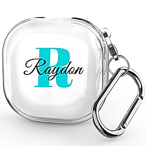 Custom Name Case Compatible with Samsung Galaxy Buds 2 Pro 2022 Release Buds Pro Buds Live Case Cover,Personalized Protective Earbuds Charging ​Crystal TPU Clear Cover with Keychain