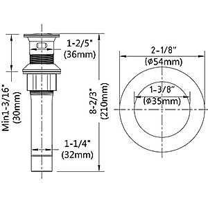 Pop-Up Drain Stainless Steel with Overflow Anti-Clogging for Vessel Sink Lavatory Vanity Sink Drain with Strainer Basket, Brushed Nickel