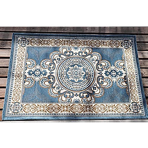 CHICHIC 36 x 24 Inch Indoor Door Mat for Home Entrance, Floor Mats for House Front Door Mat Indoor Inside Outdoor Outside Entryway Rugs Indoor Welcome Mat Anti-Slip Rubber Back Low Profile, GrayBlue