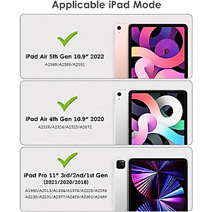 BMOUO iPad Air 5th/4th Generation Case (10.9”, 2022/2020), iPad Pro 11 Case 2022/2021/2020, Shockproof [360 Rotating Stand] [Hand Strap] [Pencil Holder] Kids Case for iPad Air 5/4,iPad Pro 11”, Purple