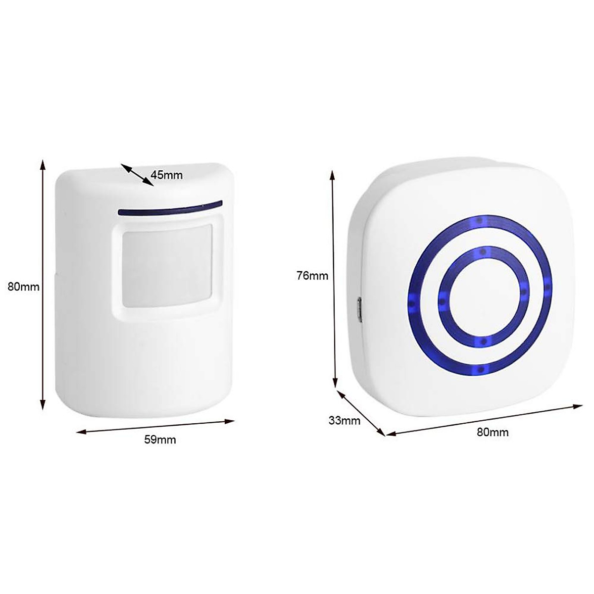 Wireless Home Security Driveway Alarm, Enegg Entry Alert, Visitor Door Bell Chime with 1 Plug-in Receiver and 2 PIR Motion Sensor Detector Alert System, Quality Sound and LED, 38 Melodies
