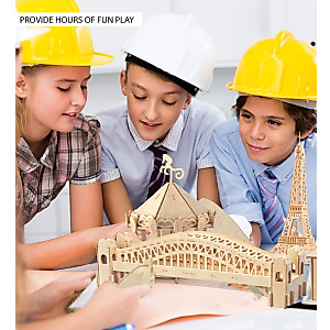 Puzzled Sydney Bridge 3D Wooden Puzzle Model Kit - Fun and Education Wooden Building Kits for Kids, DIY Wooden Puzzle Toy Bridge Model Construction Kit, Cool Architecture Gifts for Kids - 55 Pieces