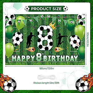Soccer 8th Birthday Party Decorations Soccer Happy 8th Birthday Banner for Boys Kids Teens Large Sport Themed Birthday Banner for Soccer Football 8th Birthday Anniversary Party Supplies