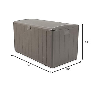 Plastic Development Group 130 Gallon Multipurpose Outdoor Backyard Patio Storage Deck Box Container with Soft Close Lid, Gray
