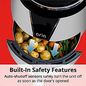 Aria Teflon-Free 5 Qt. Ceramic Air Fryer with Recipe Book, White