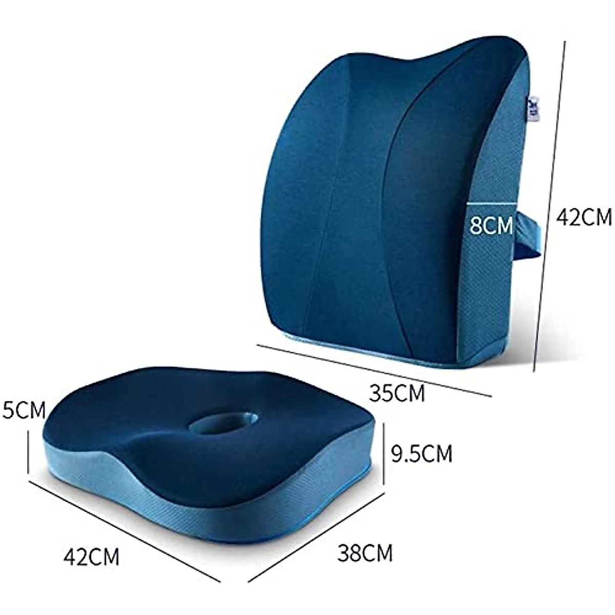 zhanghong Memory Foam Seat Cushion and Lumbar Back Cushion Combo - Gel Infused and Ventilated - Ergonomic Design for Coccyx and Tailbone - for Office Chairs and Car Seats