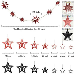 Glitter Rose Gold Black Star Garland Twinkle Little Star Party Decoration Hanging Decor Backdrop Banner Streamer for Birthday/Bday/Baby Shower/Bachelorette/Wedding/Christmas/Engagement Party Supplies