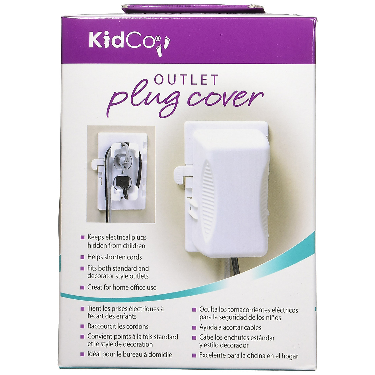 KidCo Outlet Plug Cover S211, White, Baby Safety Electrical Outlet Cover Box Childproof Large Plug Cover for Babyproofing Outlets Easy to Install & Use