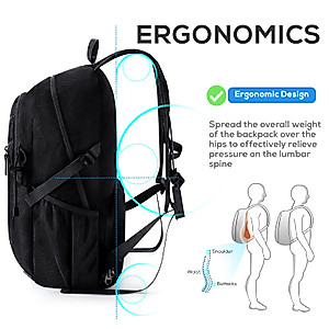 TOURIT Hiking Backpack 40L Lightweight Hiking Daypack Foldable Waterproof Camping Backpack for Women Men Travel Outdoor Black