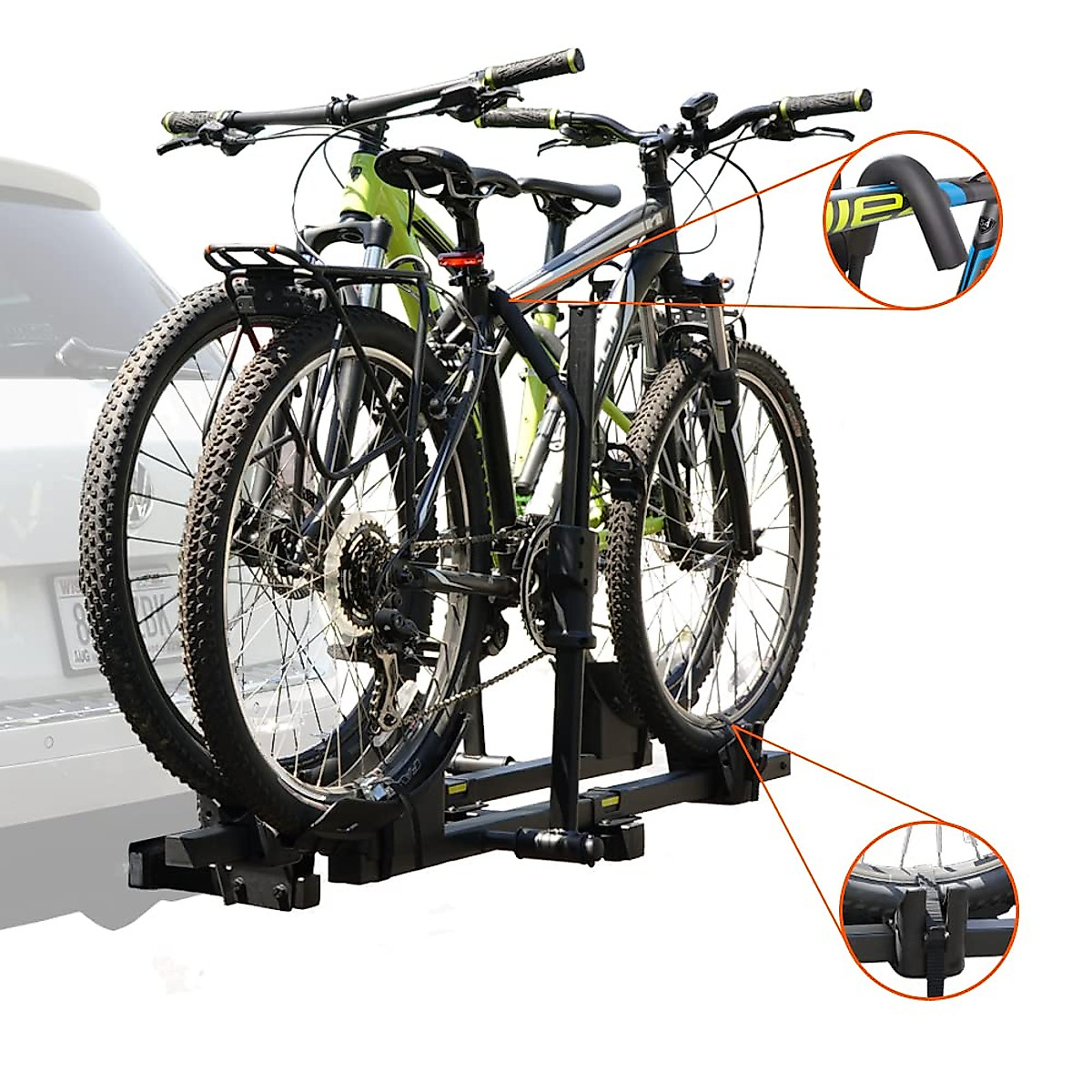 BV Bike Bicycle Hitch Mount Rack Carrier for Car Truck SUV for Standard Bikes, E-Bike, Fat Tire Bikes - Tray Style Smart Tilting Design (E-Bike/Fat Tire 2 Bike)