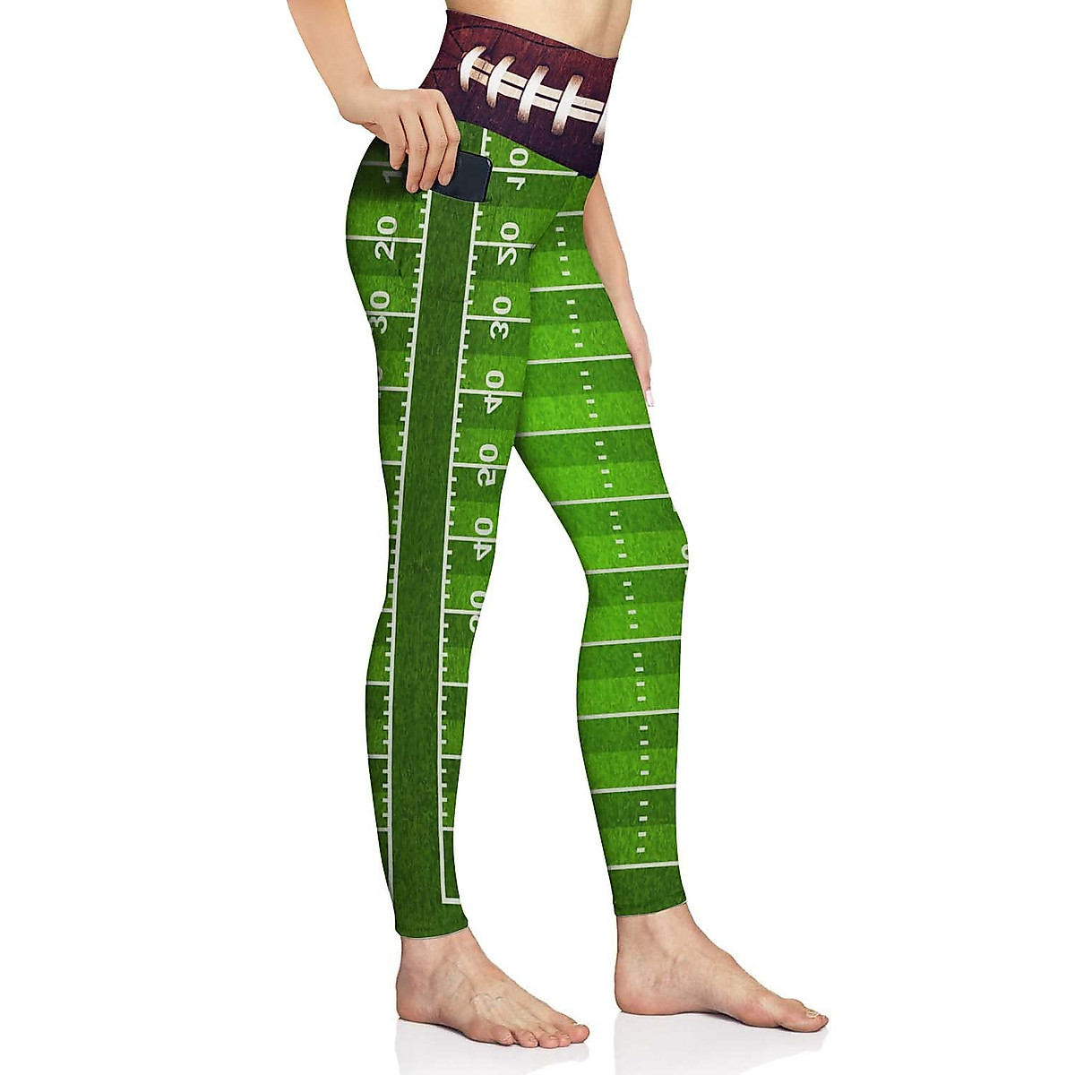 baprrjy American Football Leggings for Women, High Waist Yoga Pants Tummy Control Seamless Athletic Leggings