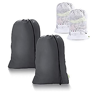 OTraki 4 Set Laundry Bags 2 Pack 28 x 45 inch and 2 Pack 24 x 35 inch Heavy Duty Large Drawstring Mesh Washing Bag for Dirty Clothes Home College Dorm Travel Use
