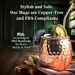 barillio Moscow Mule Mug Set of 2 With Bamboo Stand | Large Size 18 oz copper Cups | Stainless Steel Lining & Pure Copper Plating