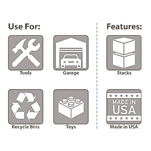 Akro-Mils 13017 Stack-N-Store Heavy Duty Stackable Open Front Plastic Storage Container Bin, (15-Inch x 20-Inch x 12-1/2-Inch), Gray, (3-Pack)