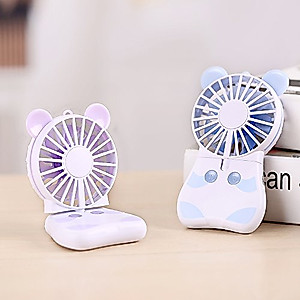 Innerest Mini Cooling Fan Personal Handheld Standable Multi-color LED Lights 2 Adjustable Speeds Travel Camping Festival Uses (Mini One Size, Mouse Fan- Lavender)