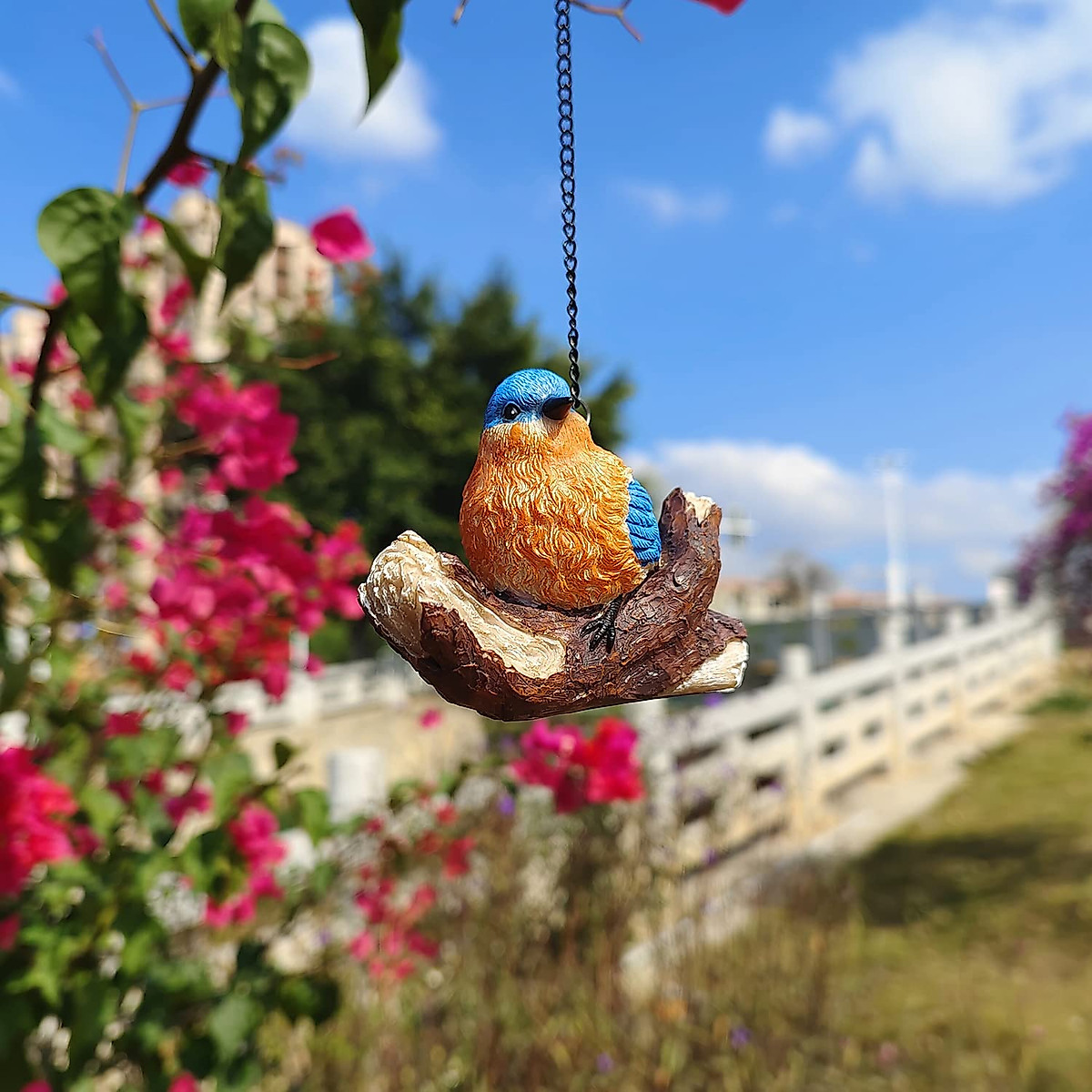 Chambtalie Bluebird On A Branch Statue Garden Decor Resin Bluebird Collectible Figurine Handmade Art Animal Decorative Garden Sculpture Yard Outdoor Home Decoration Bird Lover Gifts