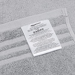 Amazon Basics Cotton Bath Towels, Made with 30% Recycled Cotton Content - 2-Pack, Blue Gray