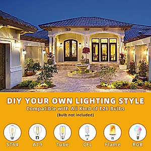 2-Pack Dusk to Dawn Sensor Outdoor Wall Lanterns Wall Lights, Exterior Photocell Porch Light Fixture Wall Mount Lamp, Waterproof Anti-Rust Outside Black Wall Sconce for House Garage, Seeded Glass