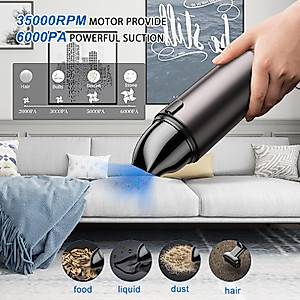 ACHIETOP Mini Handheld Vacuum Cordless, Portable Car Vacuum Cleaner Cordless Rechargeable with High Power, Wet & Dry Use for Home and Car