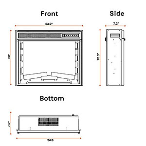 e-Flame USA Breckenridge 25"x20" LED Electric Fireplace Stove Insert with Remote - 3D Logs and Fire (Black)