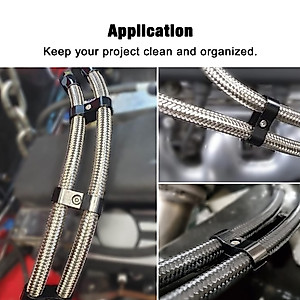 EVIL ENERGY 6AN Hose Separator Clamp, AN6 Fuel Line Mounting Clamp Aluminum Black 10PCS