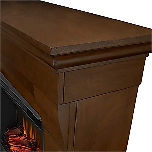 BOWERY HILL Contemporary Solid Wood Electric Fireplace Mantel Heater with Remote Control, Adjustable Led Flame, 1500W in Espresso