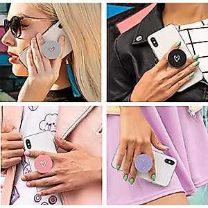 MOKKI Universal Phone Crip,Cell Phone Finger Holder Stand for Smartphone and Tablet -（4 Pack） White Rose Gold Heart Purple Black Pink