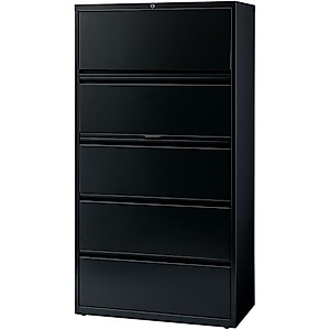 Hirsh 36-in Wide HL8000 Series Metal 5 Drawer Lateral File Cabinet Black