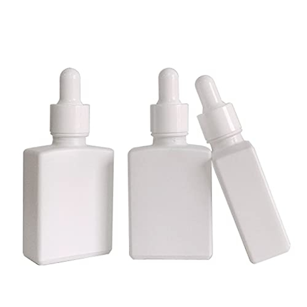BEGIKET 12 Pack 1 oz Square Glass Dropper Bottle for Essential Oil, 30ml /1 oz White Coated Glass Bottle with Eye Droppers, for Perfume,Serums and Liquids (Matte White)