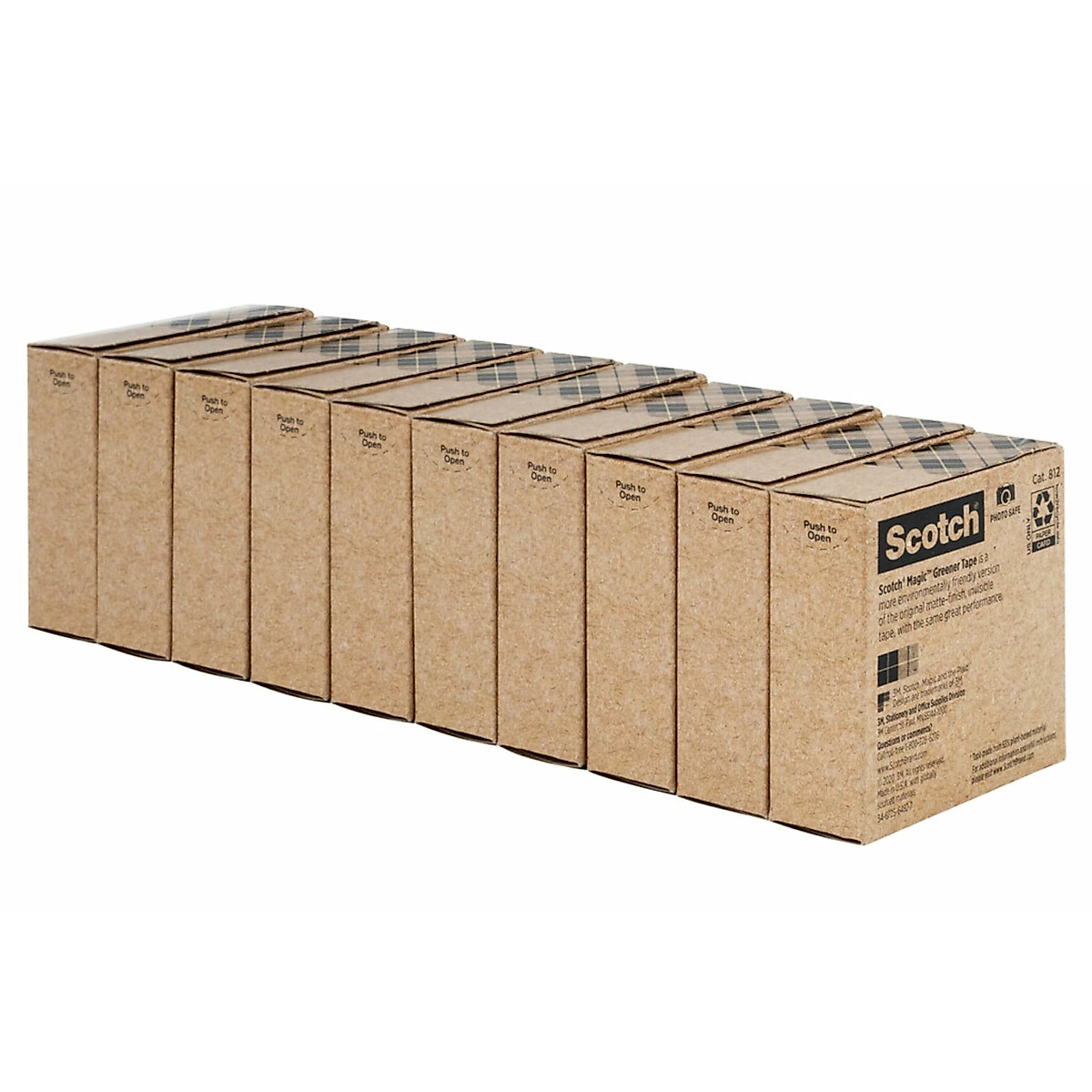 Scotch Magic Greener Tape, 10 Rolls, Numerous Applications, Invisible, Engineered for Repairing, 3/4 x 900 Inches, Boxed (812-10P)