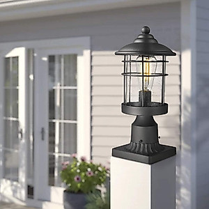 De Wen ModernChandelier, LED Outdoor Solar Post Light Fixture,Black Post Lamp Lantern for Garden Post Mount Landscape Yard Pathway Deck,Waterproof LED Landscape Light