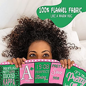 JunTaoic Sorority Gifts for Women Blanket 60''x50'', Birthday Gifts for Women, Gift for Women, Girls, Sisters Gifts from Sister, Bestie Gifts, Daughter Gift from Mom, Pink & Green 1908 Throw Blanket
