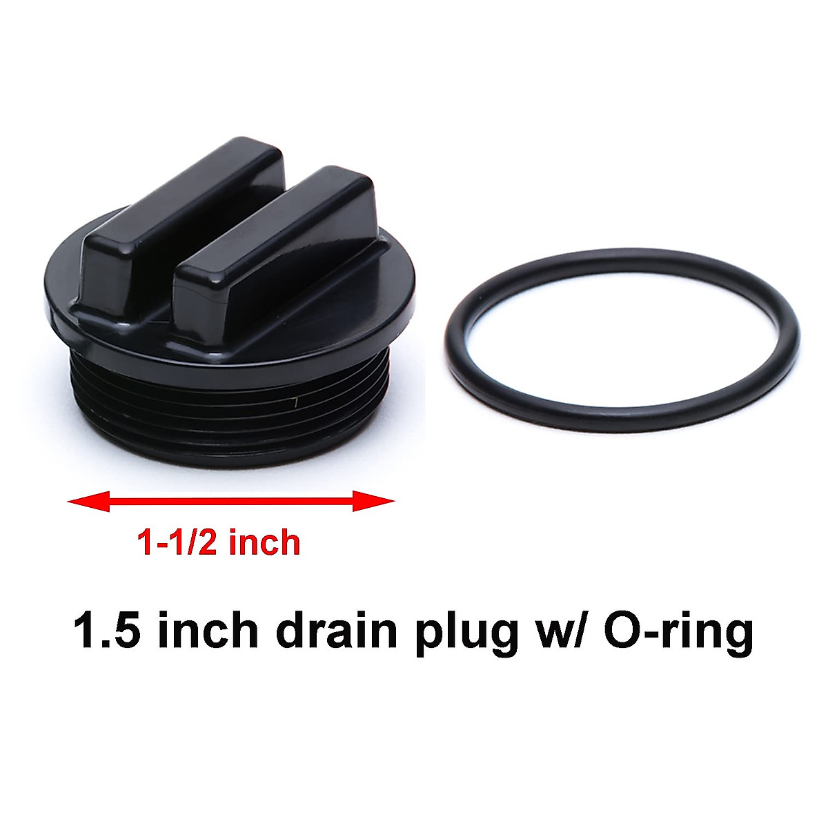 ATIE Black 1-1/2" Threaded Pool Filter Drain Plug Cap Winterizing Plug SP1022CBLK, 86202000, 190030, 27001-0022 with O-Ring for Pentair, Hayward, Sta-Rite Pool Filter Darin Plug (2 Pack)