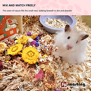 Sysmashing Hamster Bedding, Natural Hamster Bedding, Flowers and Cereals, Enclosure Decoration for House cage Habitat, for Gerbils Mouse Rat Lemming Degus Guinea Pig,Small Animal Bedding Pets