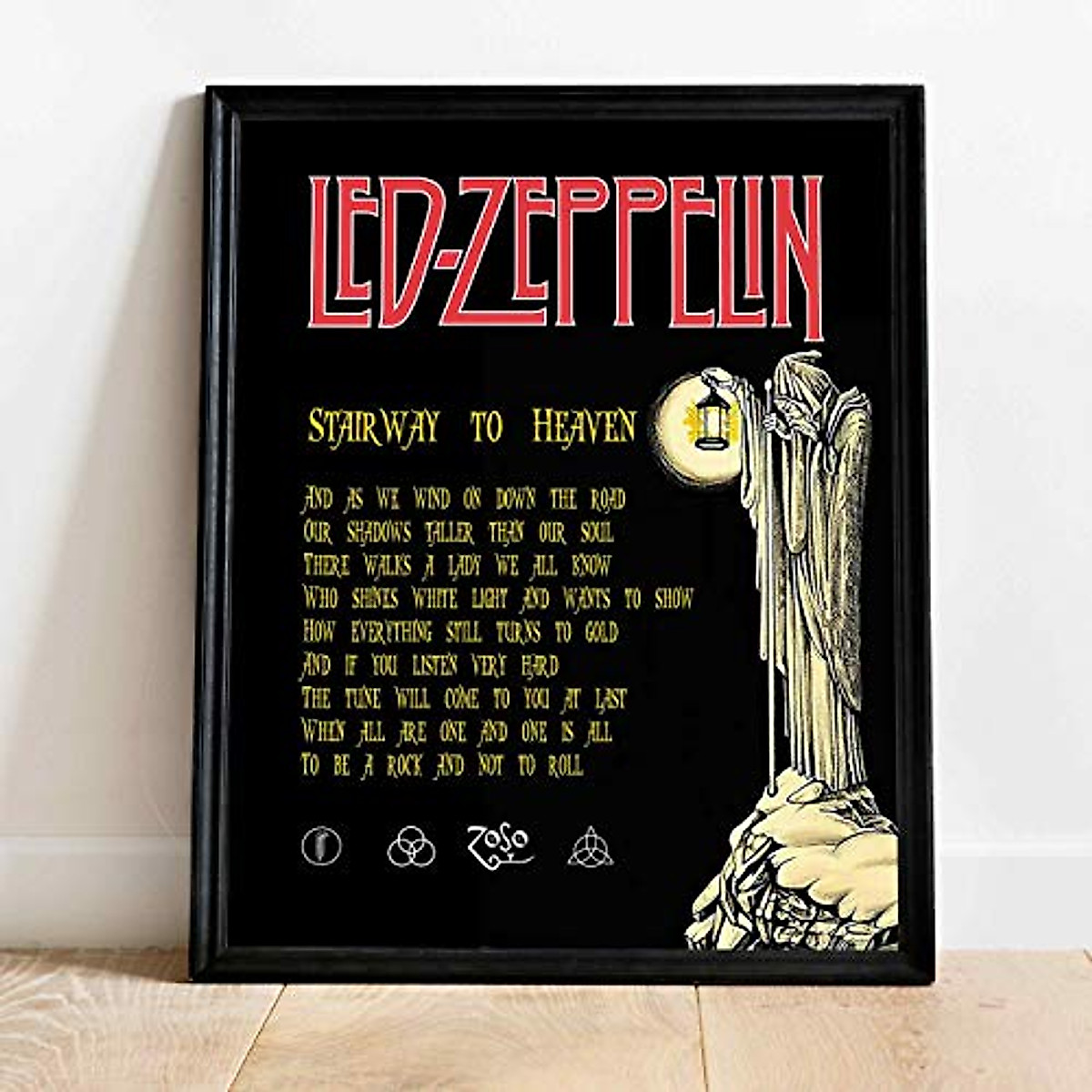 Led Zeppelin Band-"Stairway To Heaven" Song Lyrics Wall Art- 11 x 14" Rock Music Poster Print-Ready to Frame. Vintage Home-Office-Studio-Cave Decor. Perfect Gift for Musicians & All Zeppelin Fans!